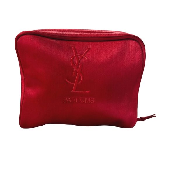 YSL Parfums | Bags | Ysl Parfums Womens Red Makeup Perfume Toiletry Bag ...